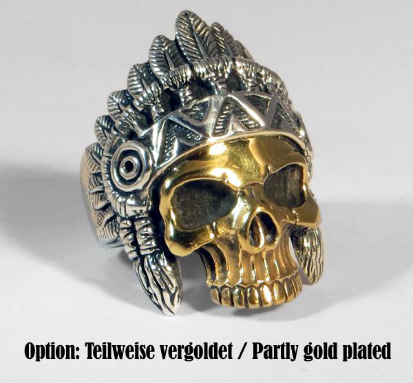 Silver Skull Ring Of The Indian Chief evilrings